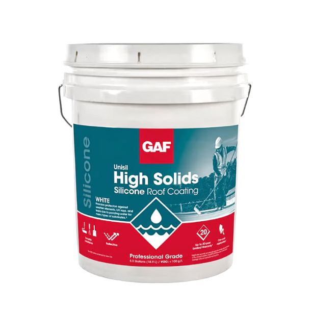 GAF Unisil High Solids Silicone Roof Coating 5g White 8 Buckets