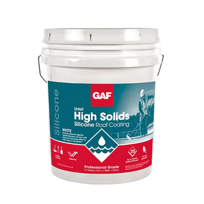 GAF Unisil High Solids Silicone Roof Coating 5g White 8 Buckets