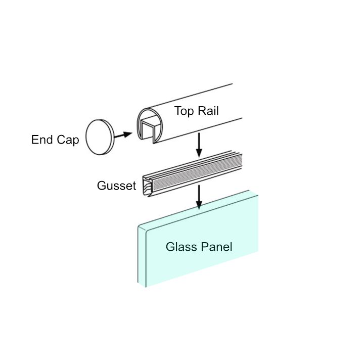 IG Railing Top Rail End Cap Polished Chrome