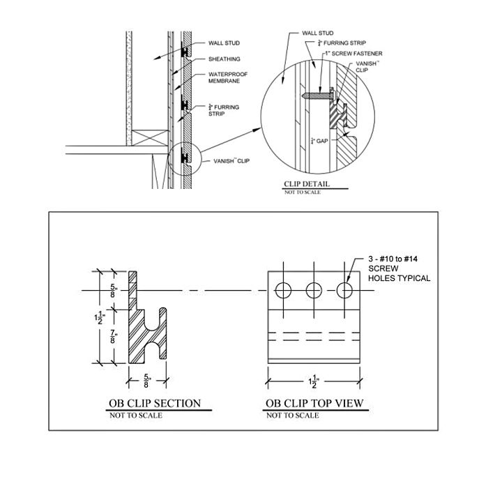 Iron Woods Low Profile Vanish Rainscreen Clip 1/4" 100/Box