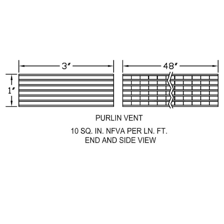 Cor-A-Vent PURLINVENT Purlin Vent 3"x1"x4' 12ct Coravent